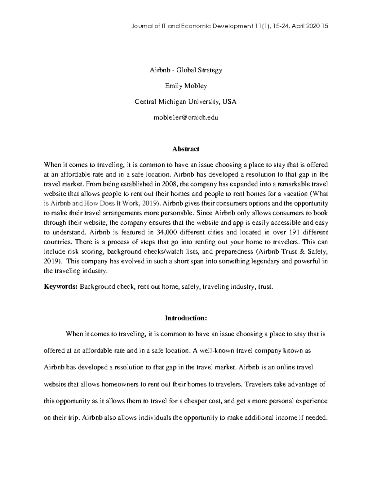 Airbnb Strategy - Grade: A - Airbnb - Global Strategy Emily Mobley ...