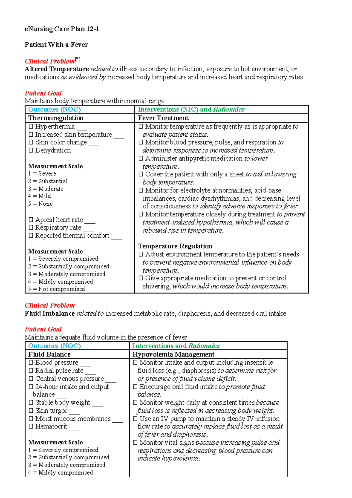 Inflammation Nursing Care Plan - eNursing Care Plan 12- Patient With a ...