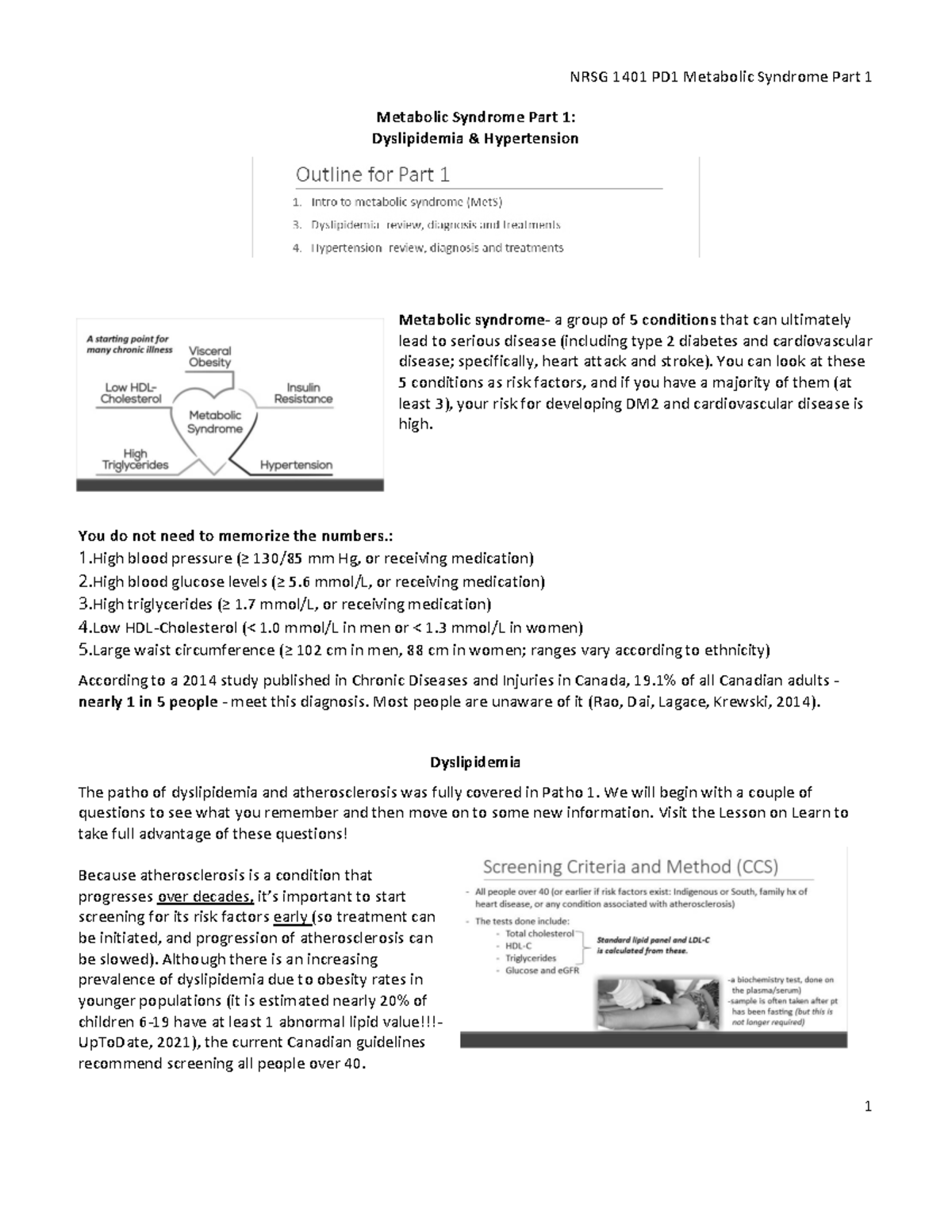 Metabolic syndrome Part 1 - You can look at these 5 conditions as risk ...