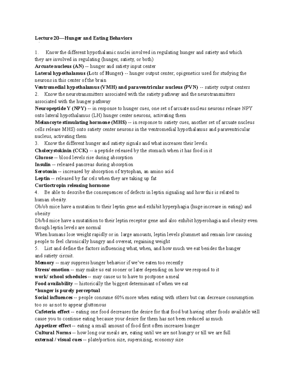 Exam IV Study Guide - Learning Objectives for Exam 4 - Lecture 20 ...