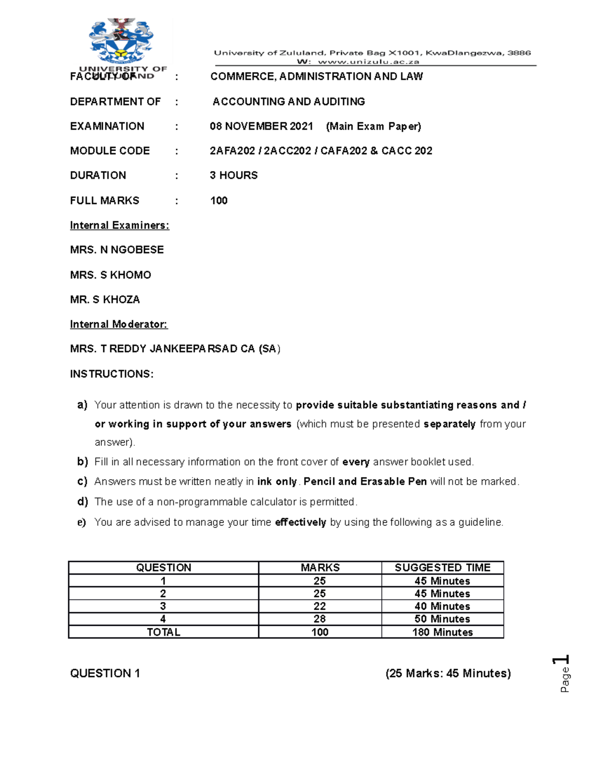 2021 08 November ( Main Exam Paper) for 2ACC202,2AFA202 CACC202 (10 ...