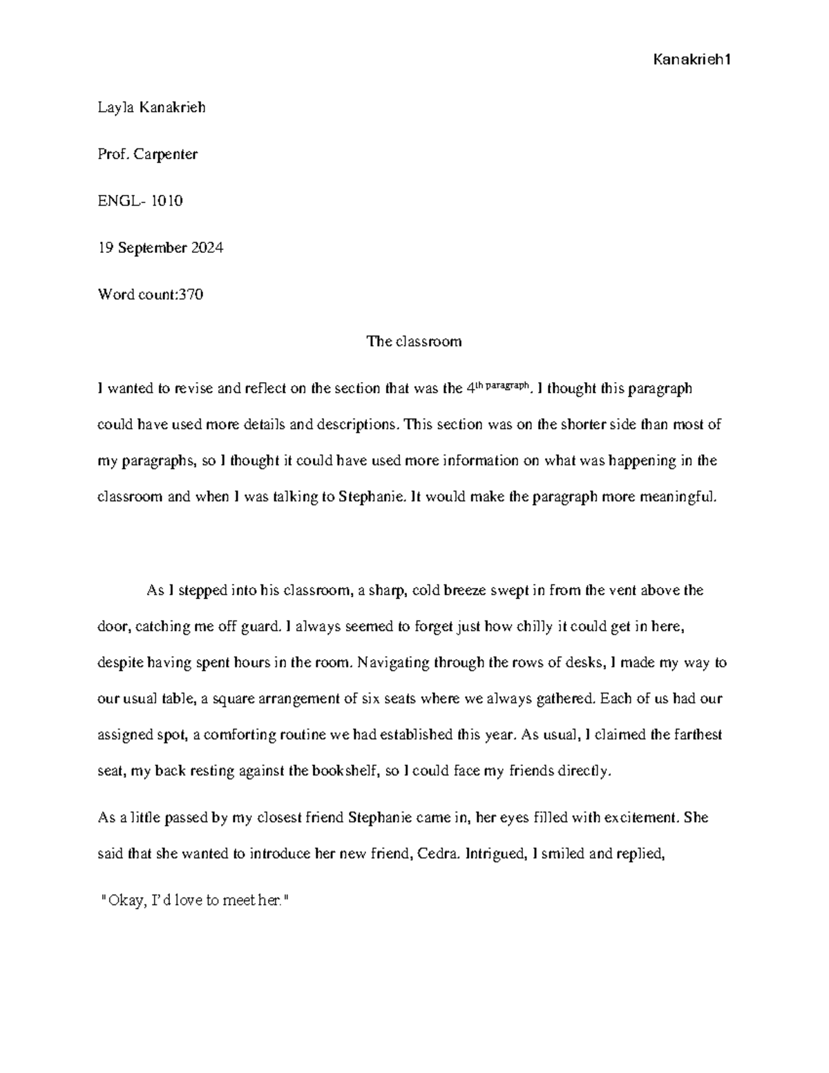 Focused Revision AND Reflection part 3 - Kanakrieh 1 Layla Kanakrieh ...