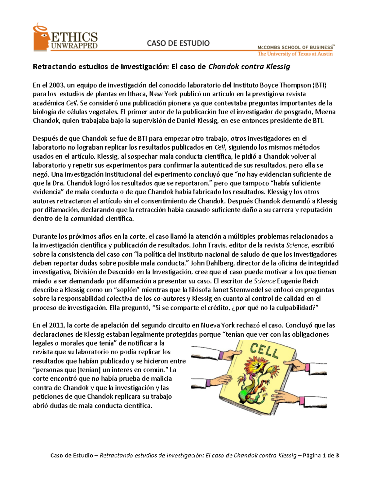 3 Retractar investigación científica El caso de Chandok contra Klessig ...