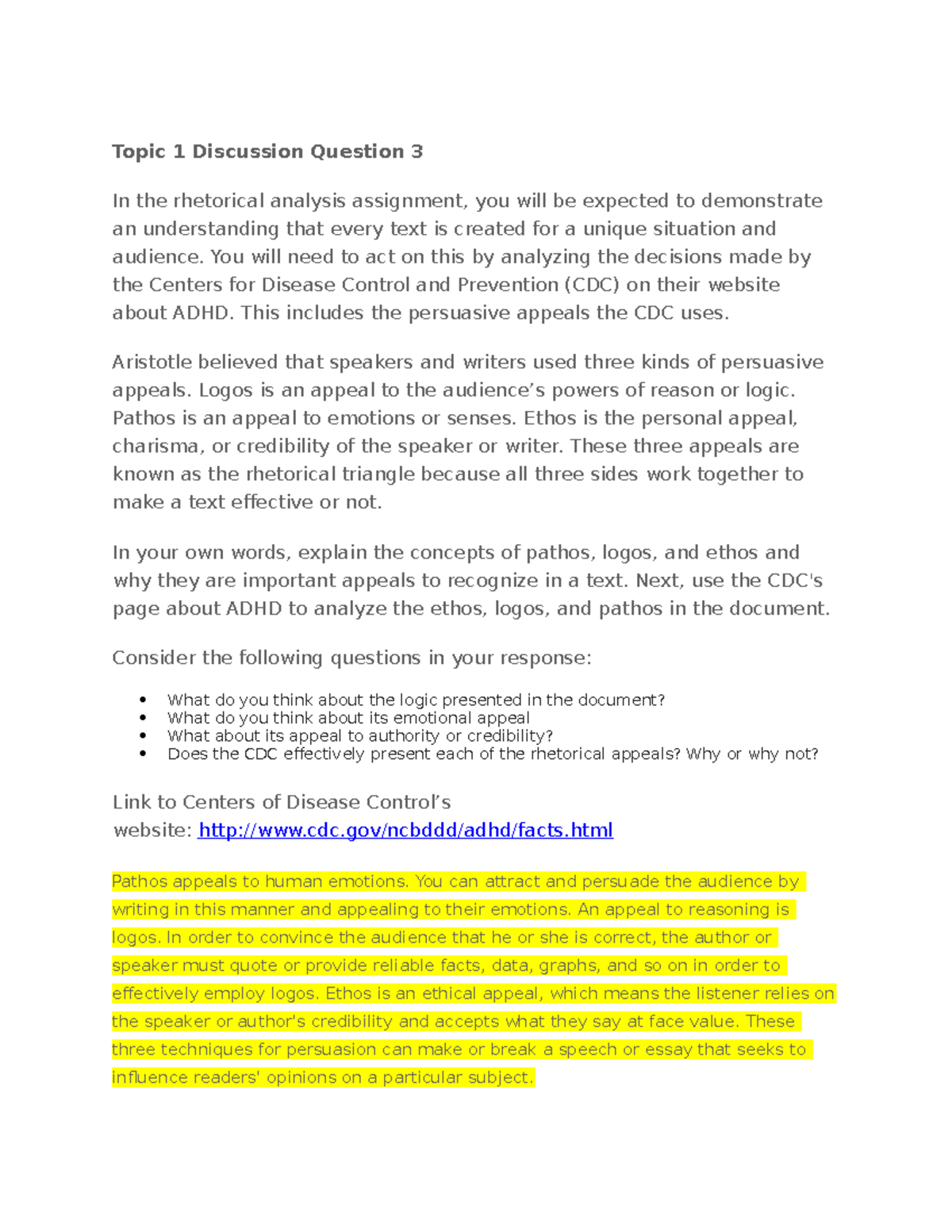 Topic 1 Discussion Question 3 - Topic 1 Discussion Question 3 In the ...