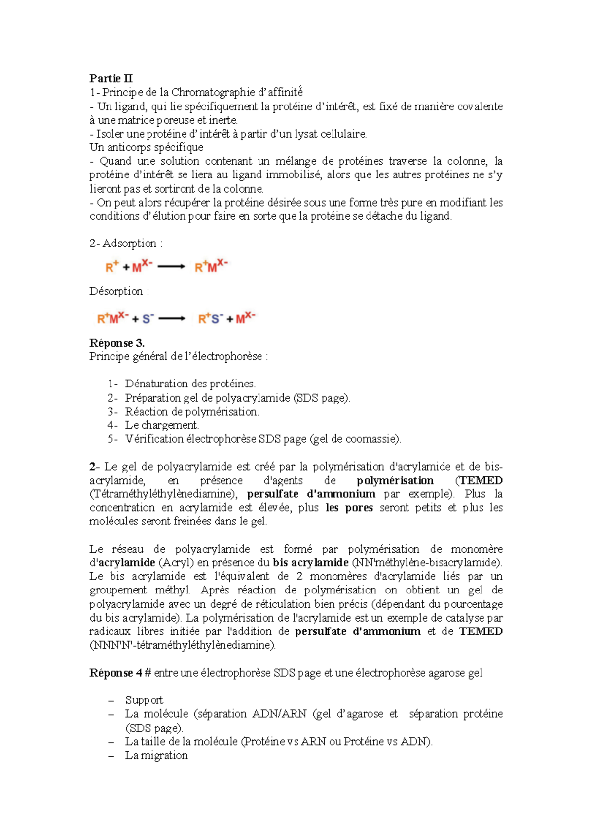 TAB Correction partie II - Partie II 1- Principe de la Chromatographie ...