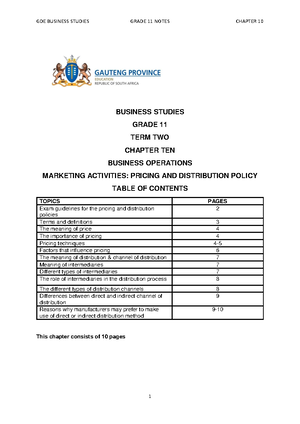 Grade 10 Examination - notes - BUSINESS STUDIES PAPER 1 NOVEMBER ...