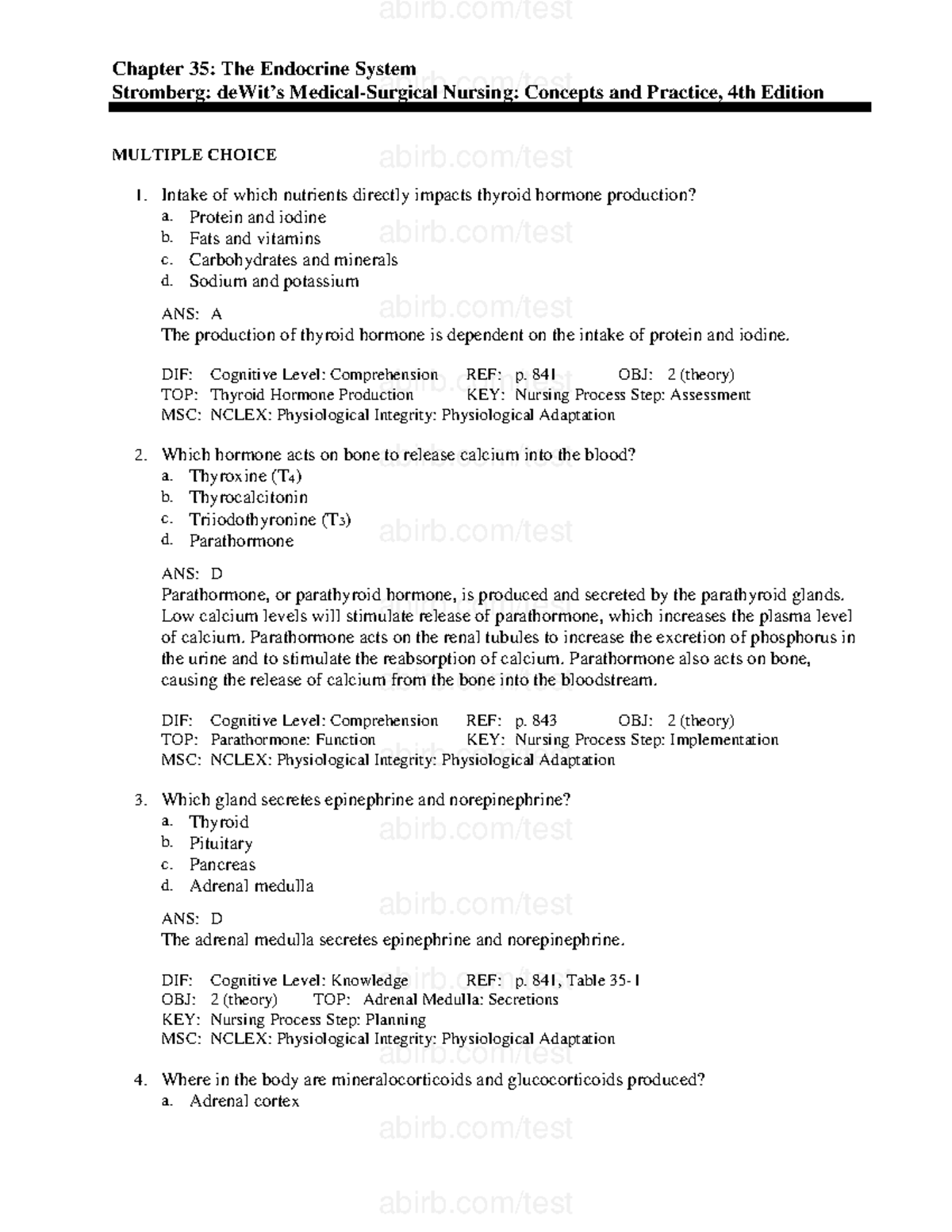 35 - Endocrine system - Chapter 35: The Endocrine System Stromberg ...