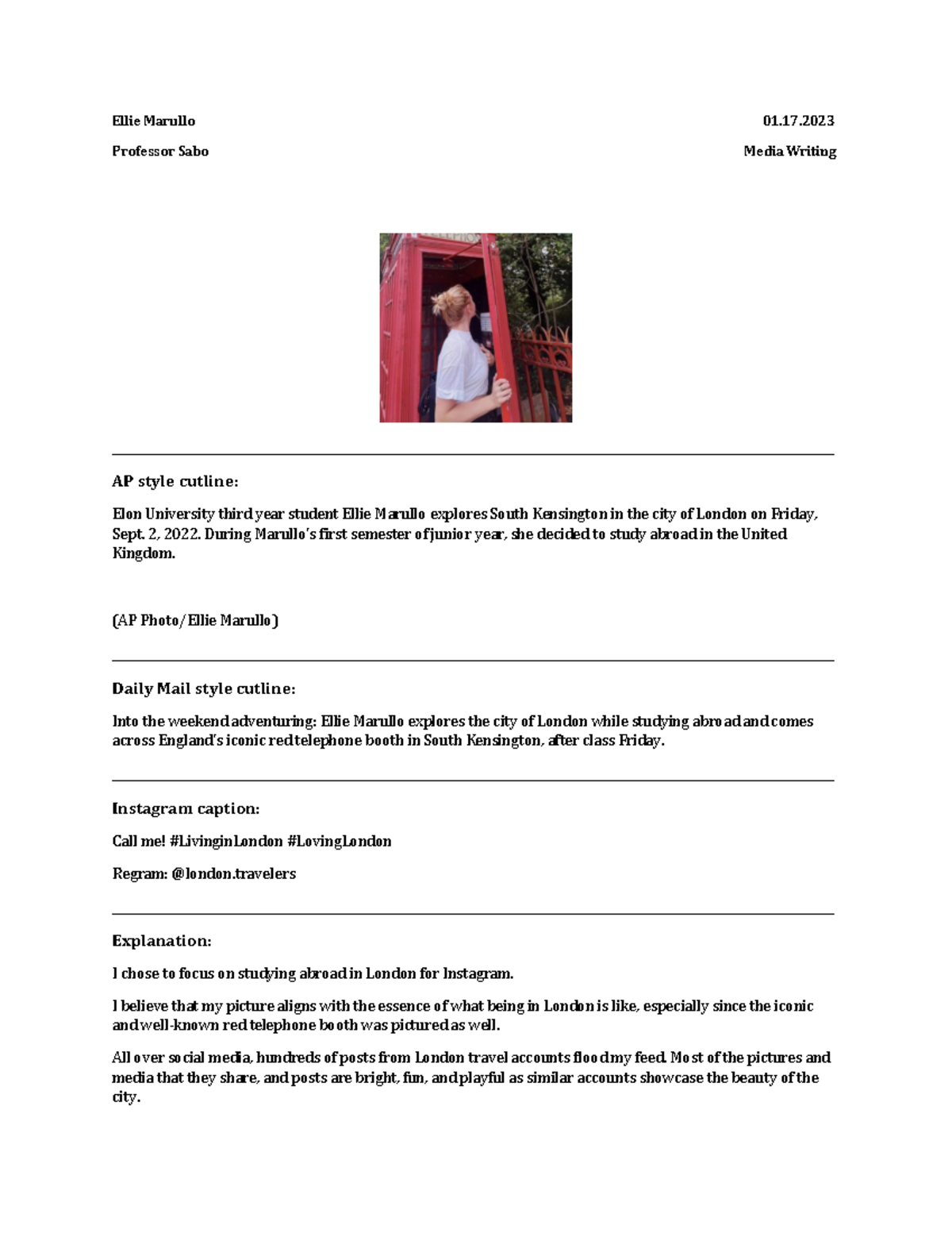 AP, Dailymail, Instagram Style Cut-line Assignment - Ellie Marullo 01 ...