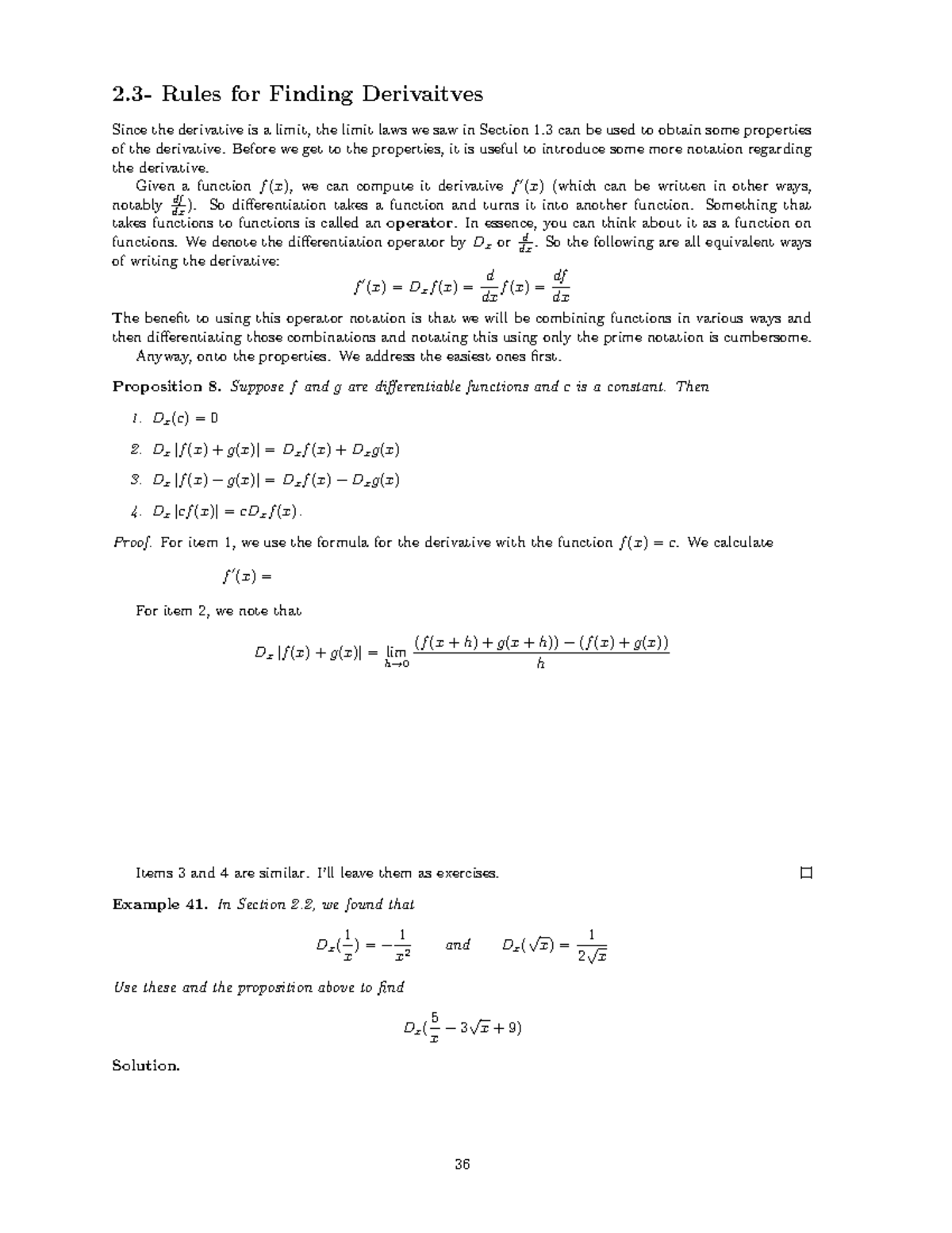 Week5 - Lecture Notes Week 5 - 2- Rules for Finding Derivaitves Since ...