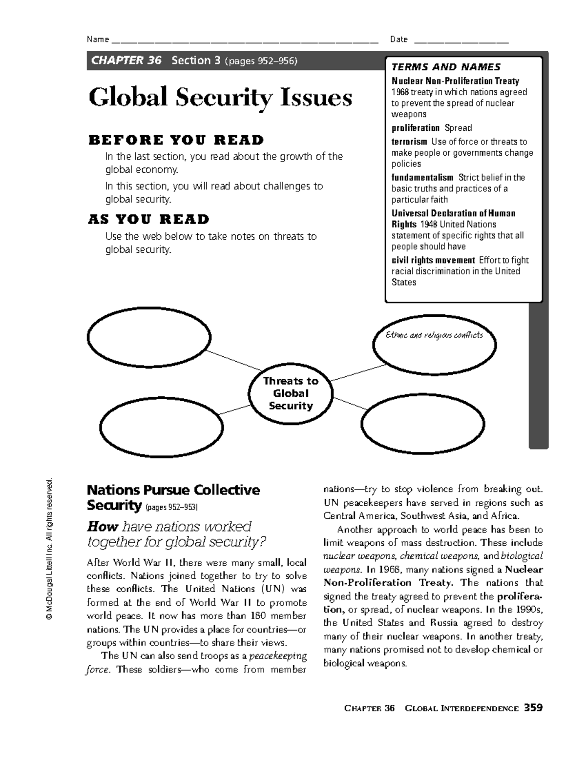 Global Security Issues - © McDougal Littell Inc. All rights reserved ...