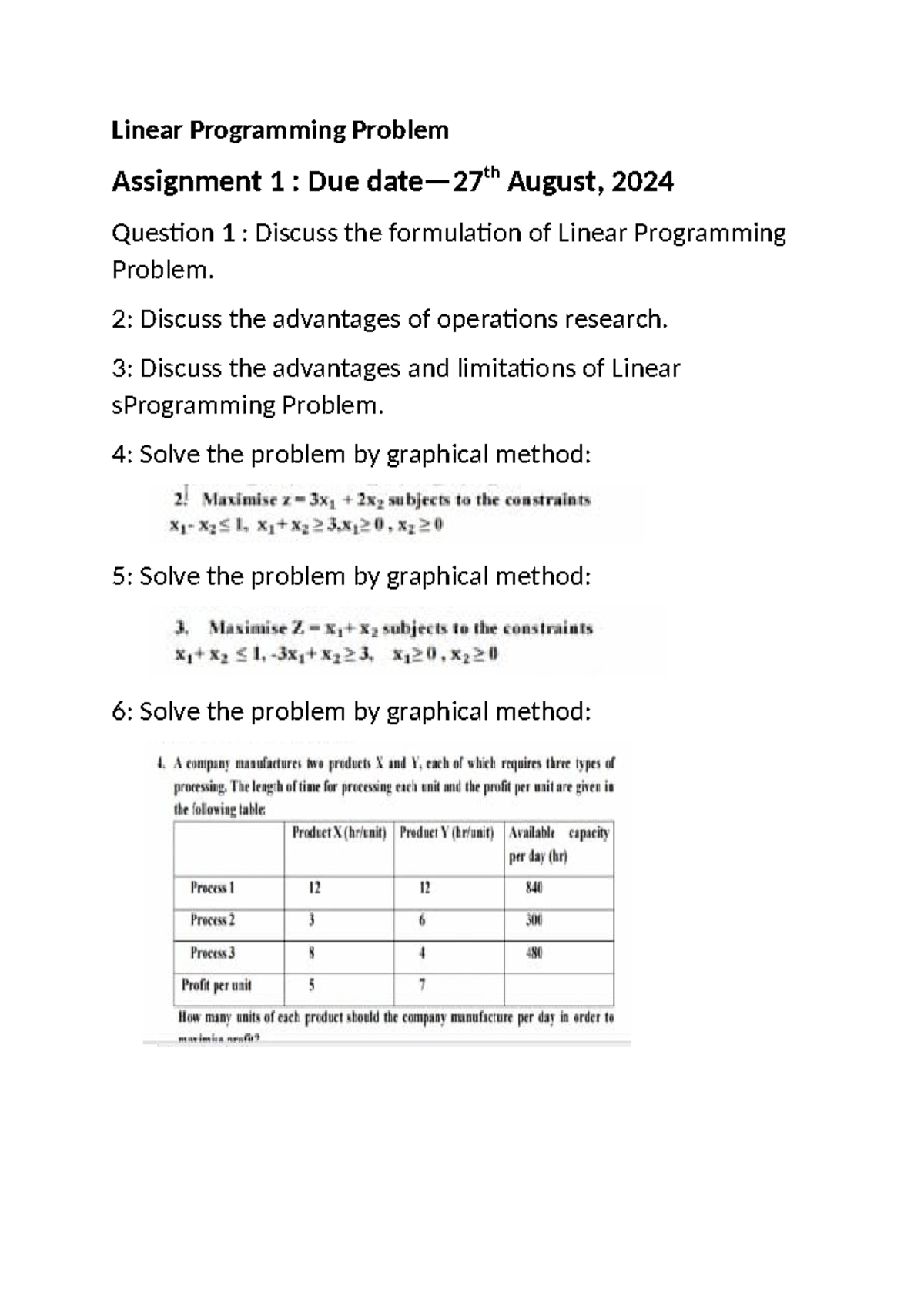 Lpp Assignment 1 Gsghd Linear Programming Problem Assignment 1 6265