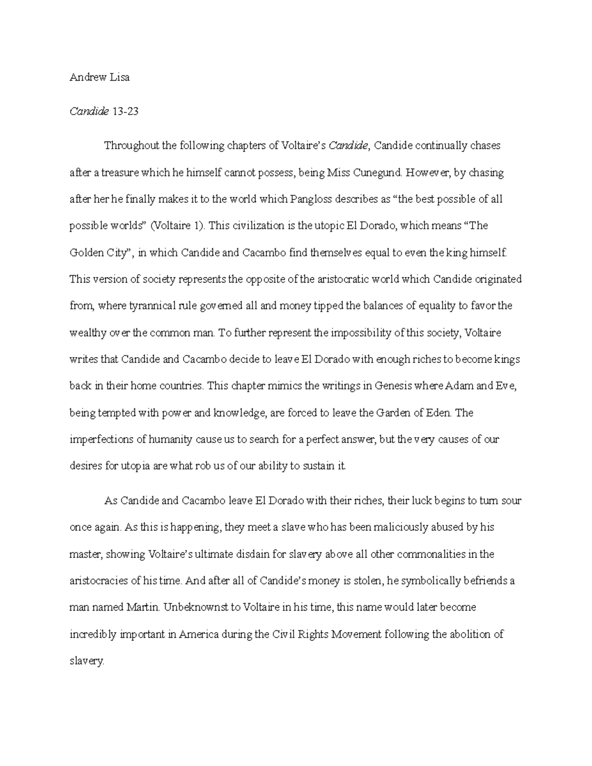 Voltaire's "Candide" part II - Andrew Lisa Candide 13- Throughout the ...