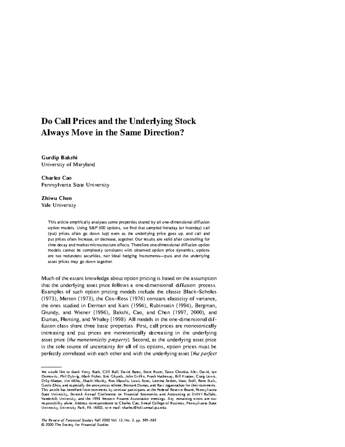 14.Do Call Prices and the Underlying Stock Always Move in the Same ...