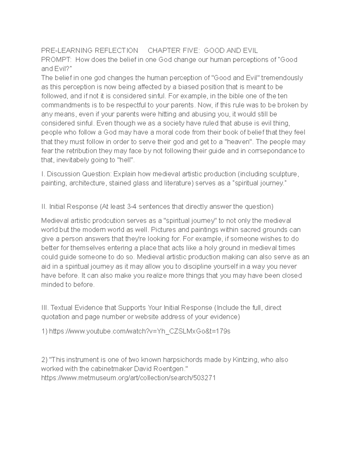 Discussion #4 Spiritual Journey - PRE-LEARNING REFLECTION CHAPTER FIVE ...