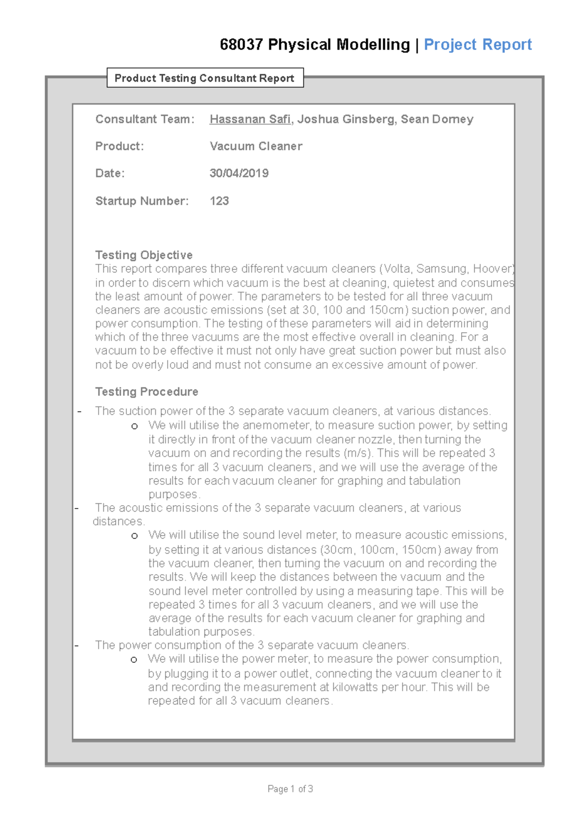 Vacuum cleaner report - 68037 Physical Modelling | Project Report ...