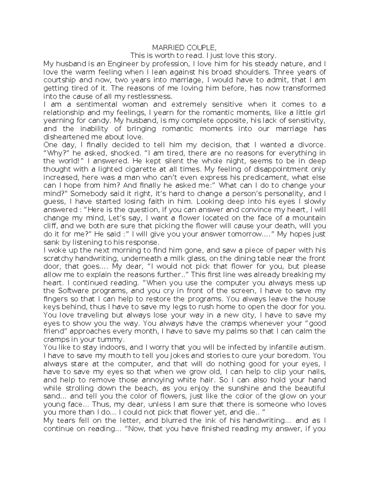 2nd Activity Married Couple - MARRIED COUPLE, This is worth to read. I ...