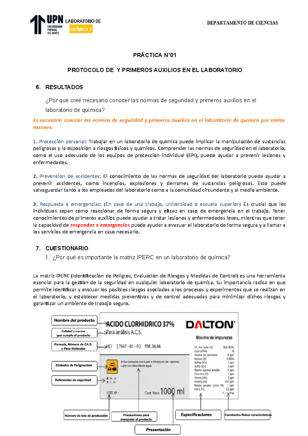 SEM01- GUÍA Práctica Nº01 Protocolo DE Seguridad Y Primeros Auxilios EN EL Laboratorio ...