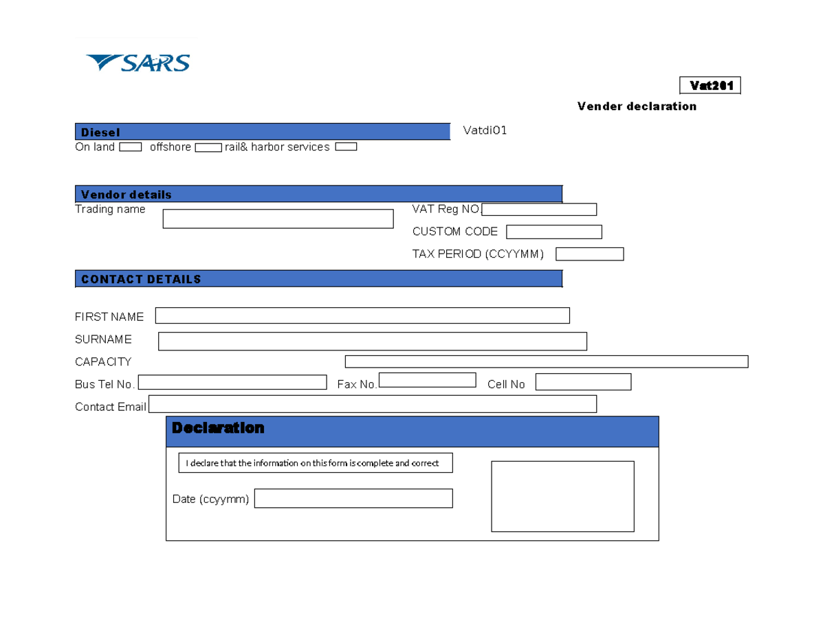 Vat 201 self design - funda joe - Vender declaration Diesel Vatdi On ...