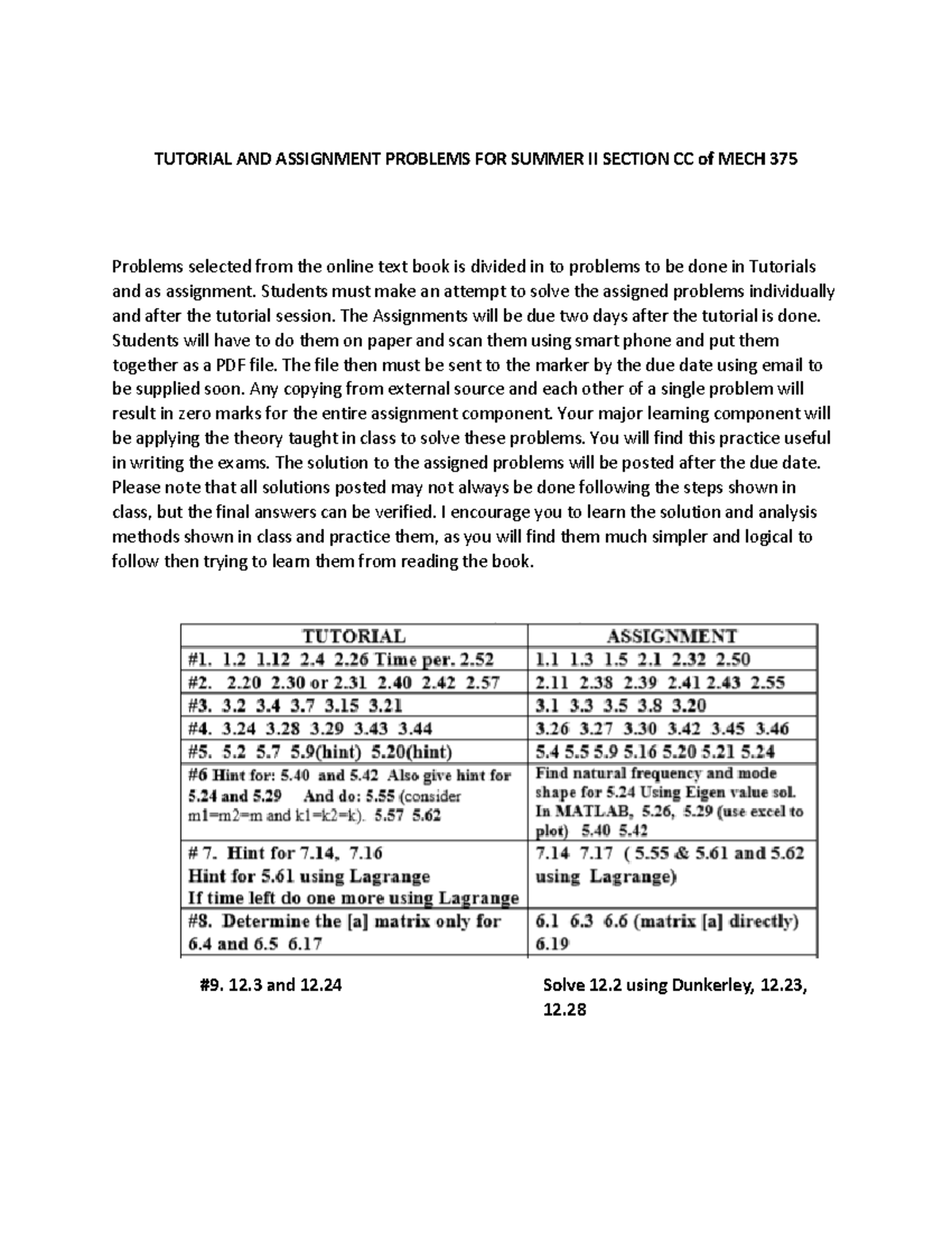 Tutorial And Assignment Problems Tutorial And Assignment Problems For Summer Ii Section Cc Of