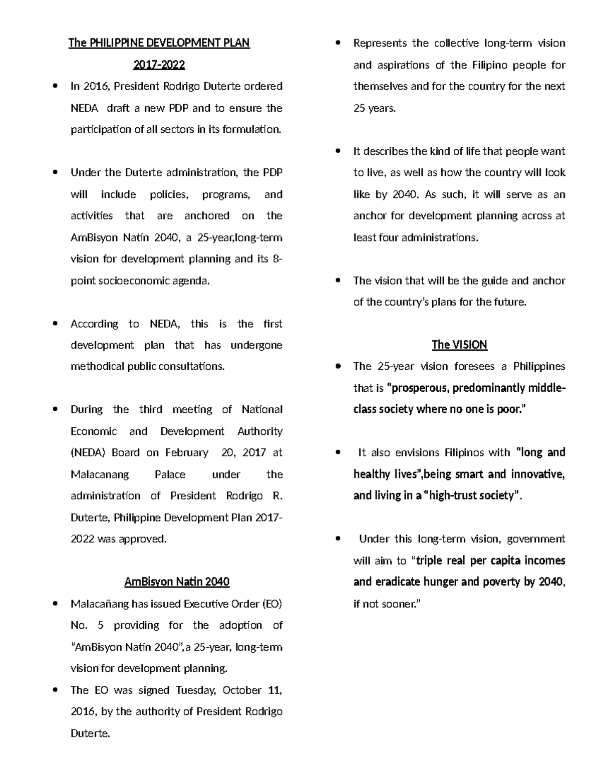 THE Philippine Development PLAN - STS - The PHILIPPINE DEVELOPMENT PLAN ...