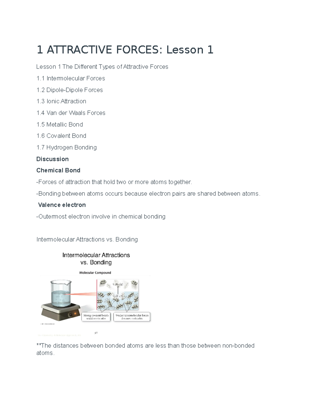 The Different Types of Attractive Forces -Bonding between atoms occurs ...