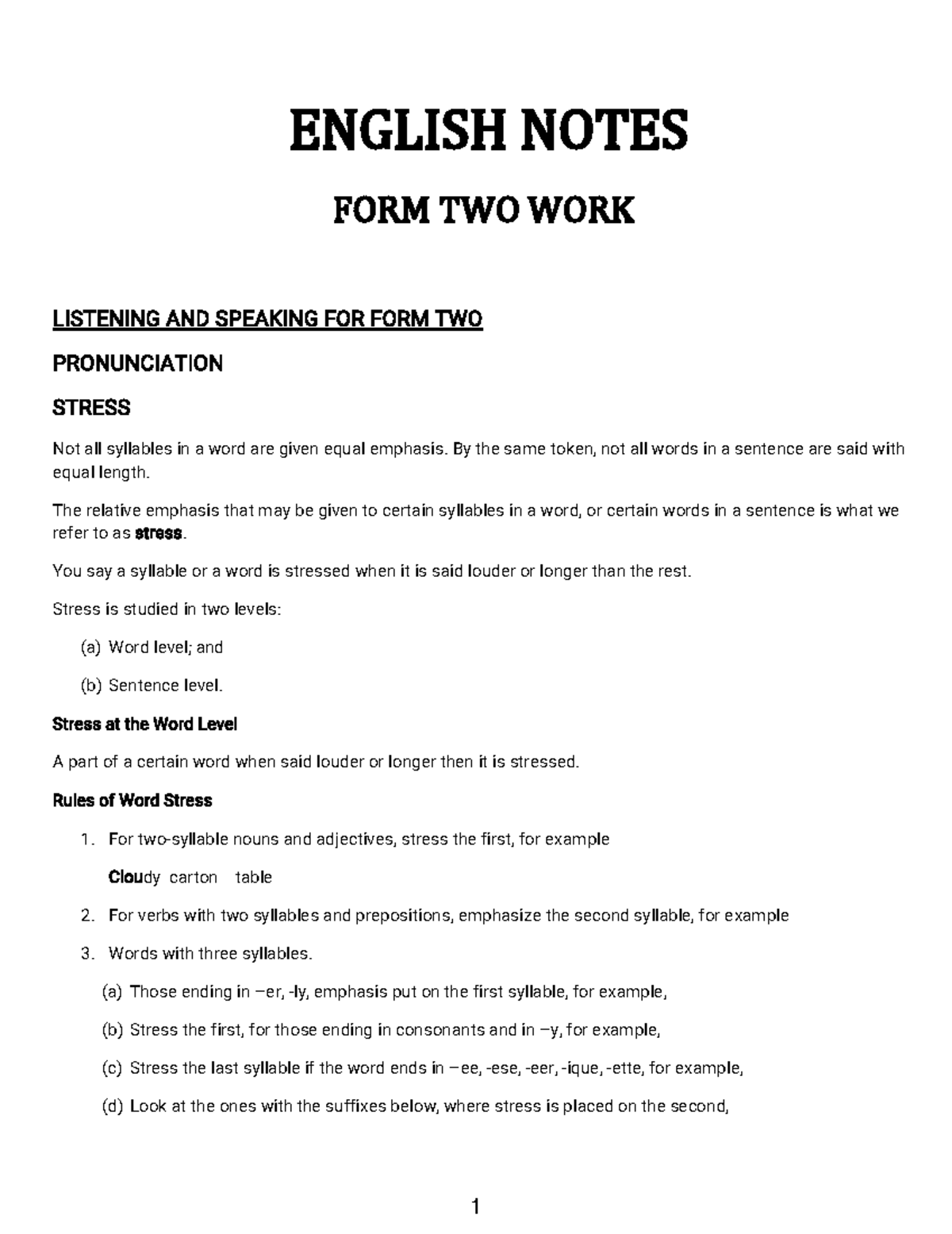 Form 2 English Notes secondary school - N o v e l s , U p d a t e d K A ...