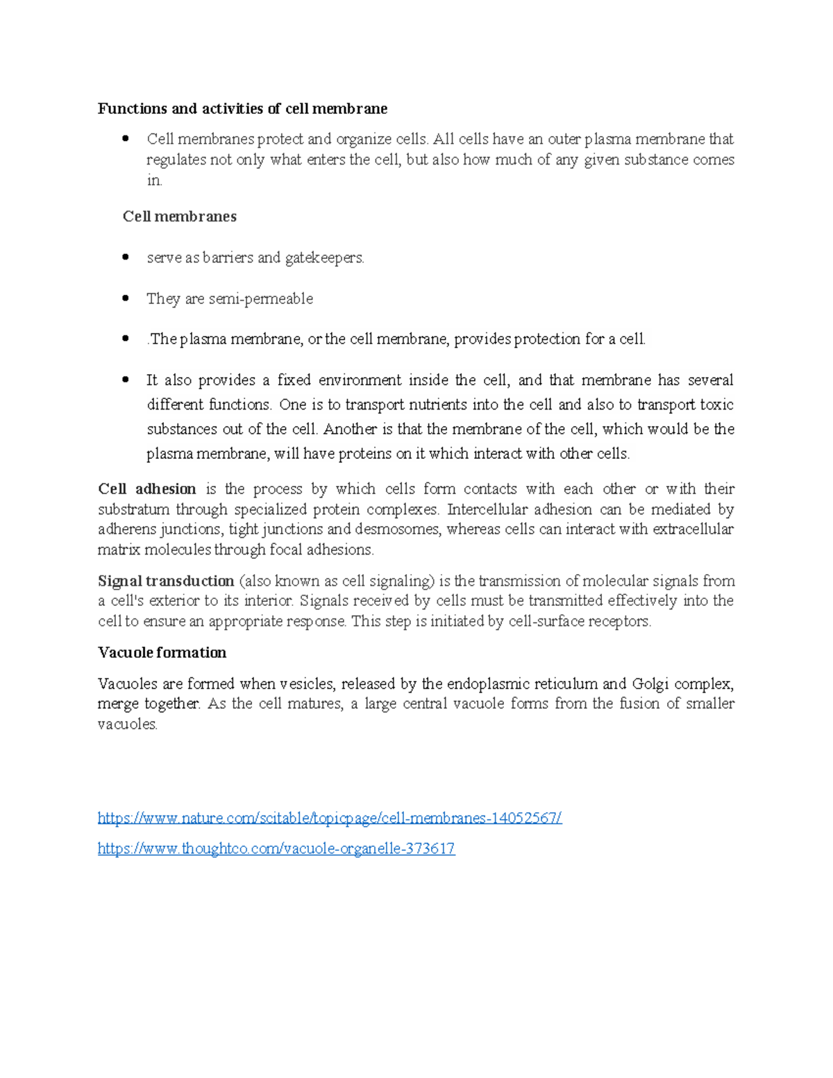 Functions and activities of cell membrane - All cells have an outer ...