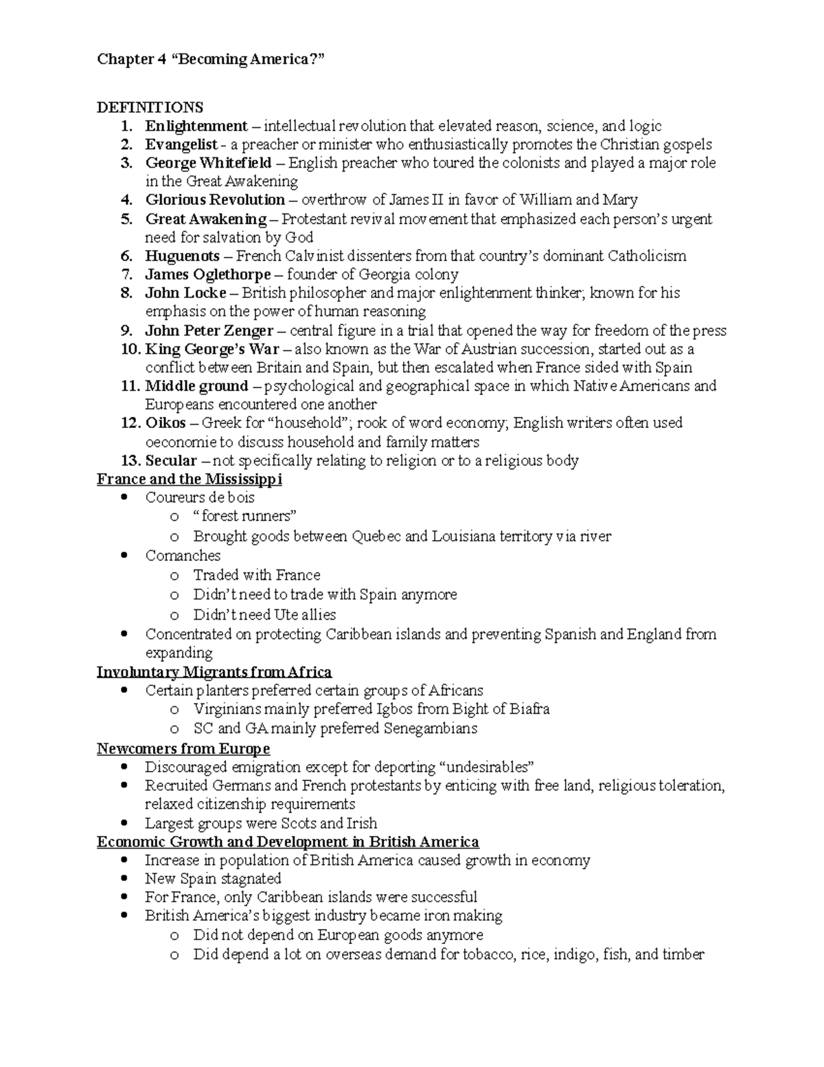 Chapter 4 - early American culture and rebellions - Chapter 4 “Becoming ...