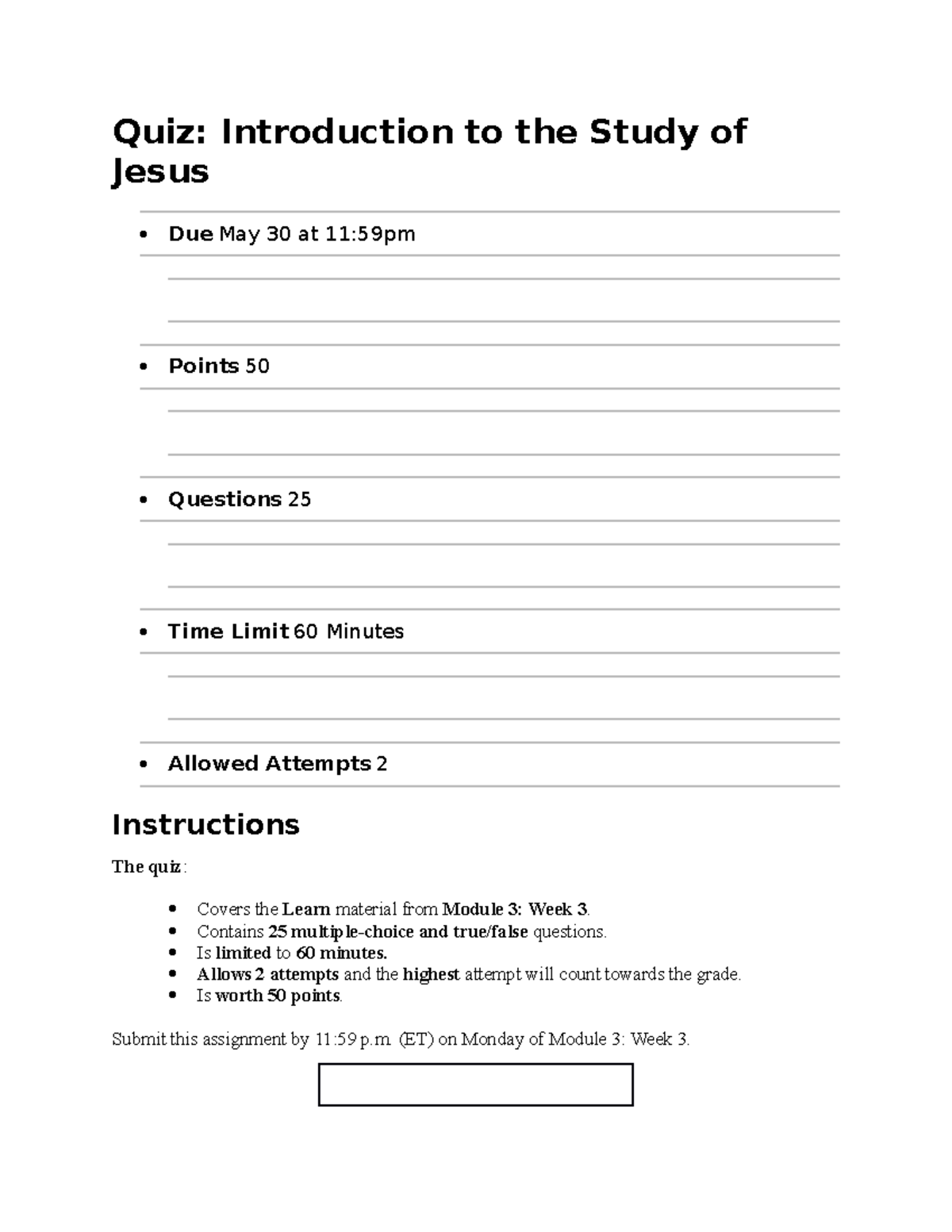 Theo-104 Quiz Week 3 Liberty - 1st and 2nd attemps - Quiz: Introduction ...