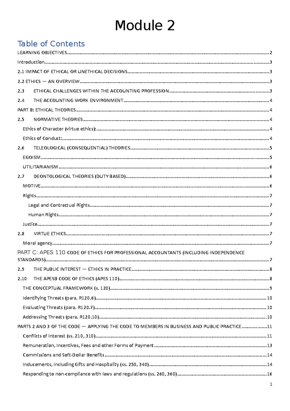 Module 2 - Notes - Table of Contents LEARNING - Studocu