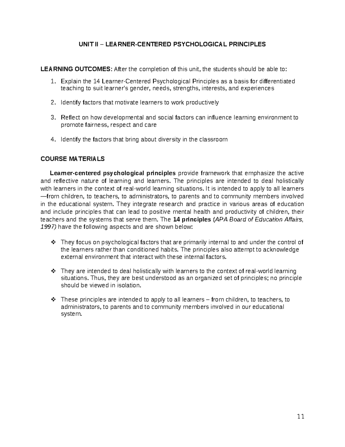 Revised-UNIT-2 - Learning Materials for Learner Centered Principle ...