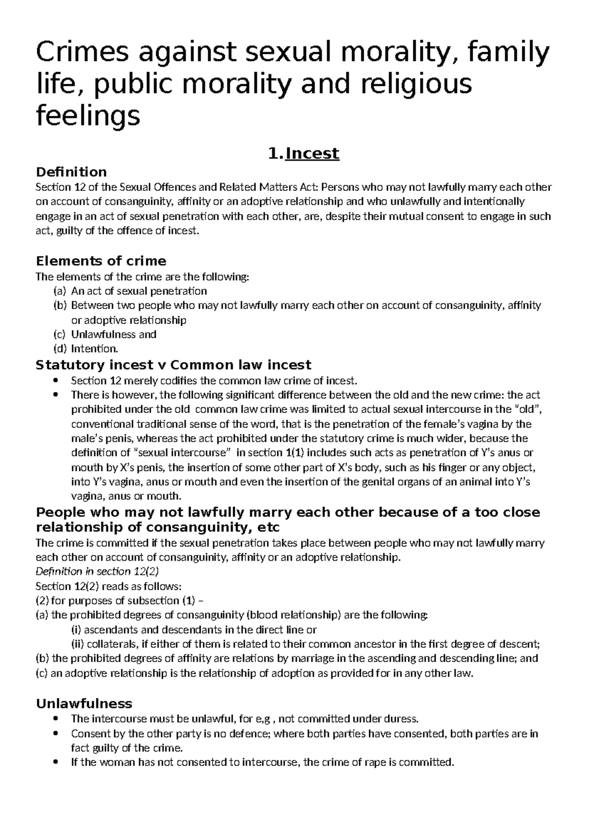 Crimes against sexual morality - Elements of crime The elements of the ...