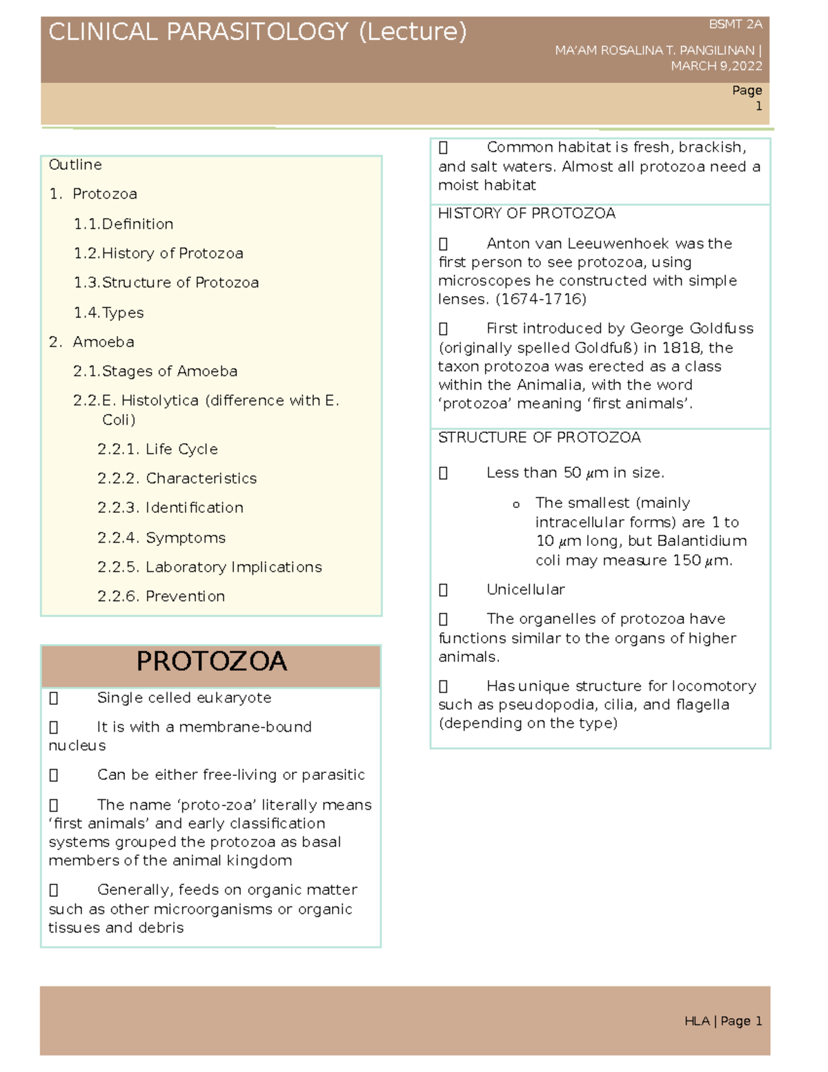 PARA LEC - Protozoa pt 1 (Amoeba - E. Histolytica and E. Co - CLINICAL ...