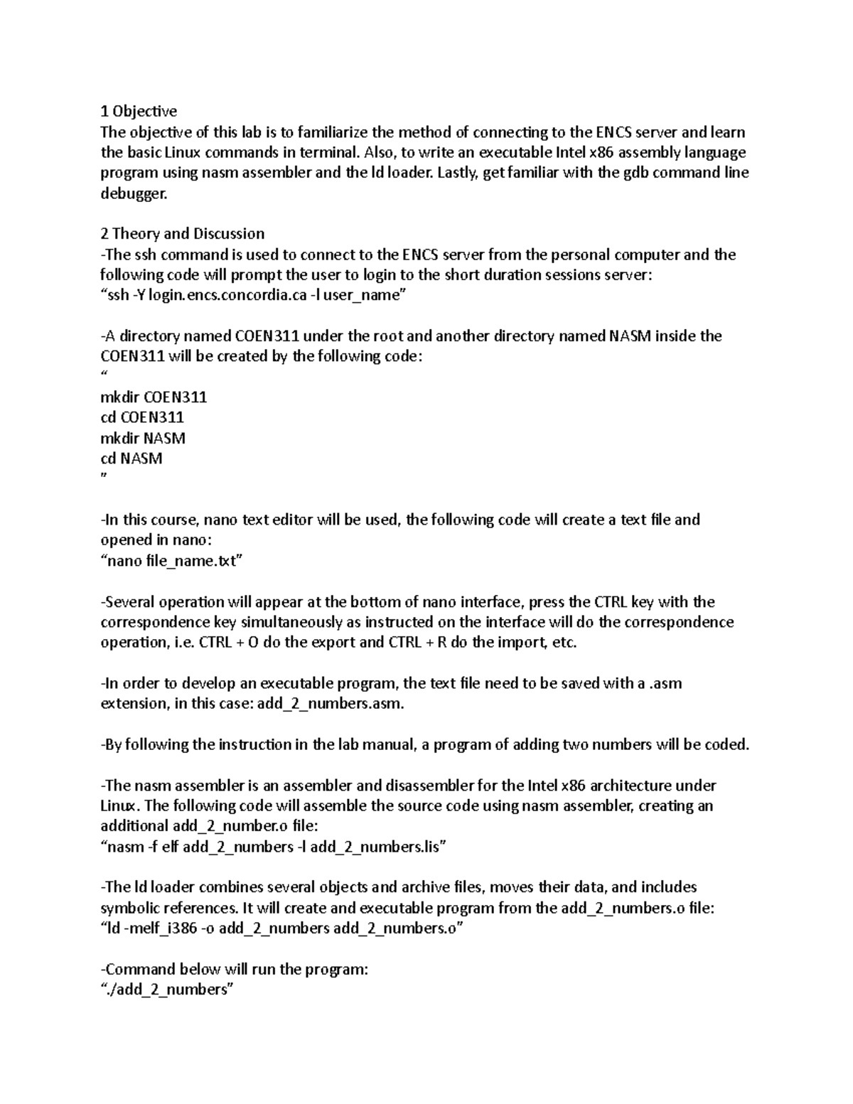 Lab Report 1 - 1 Objective The objective of this lab is to familiarize the method of connecting ...