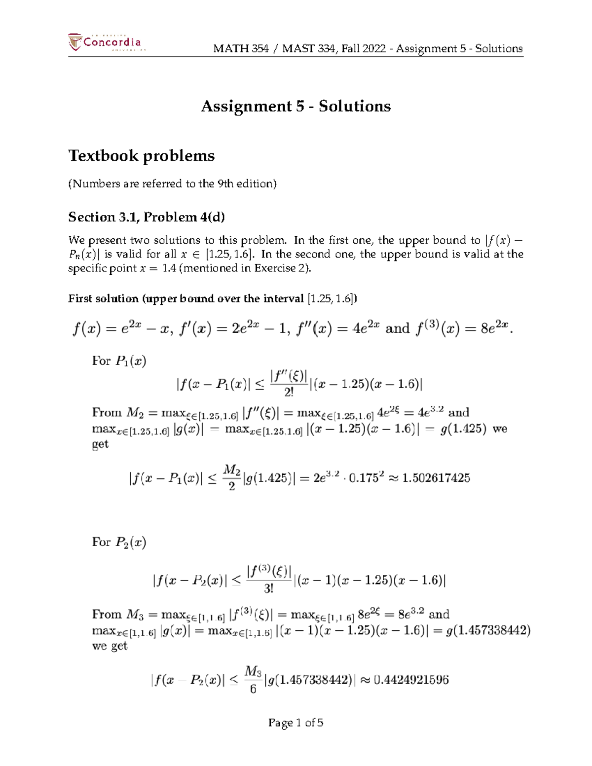 A5 - solutions F2022 - Assignment 5 - Solutions Textbook problems (Numbers are referred to the ...
