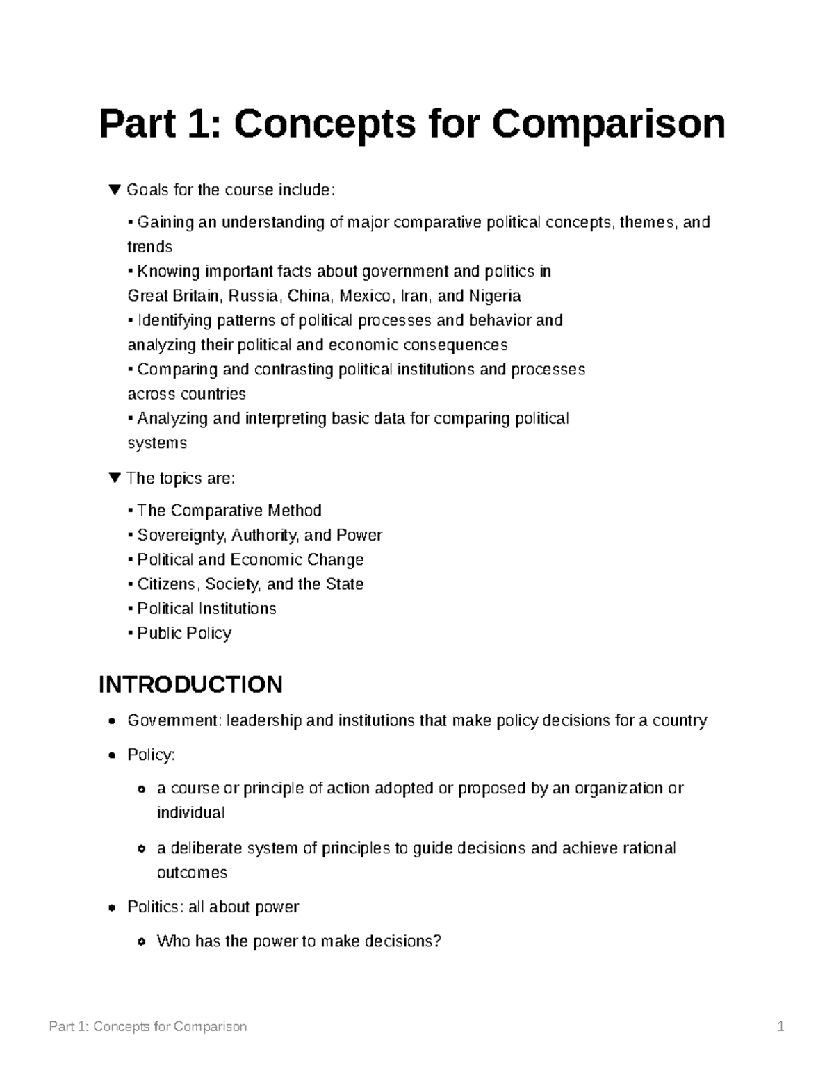 Part 1 Concepts for Comparison - Part 1: Concepts for Comparison Goals ...