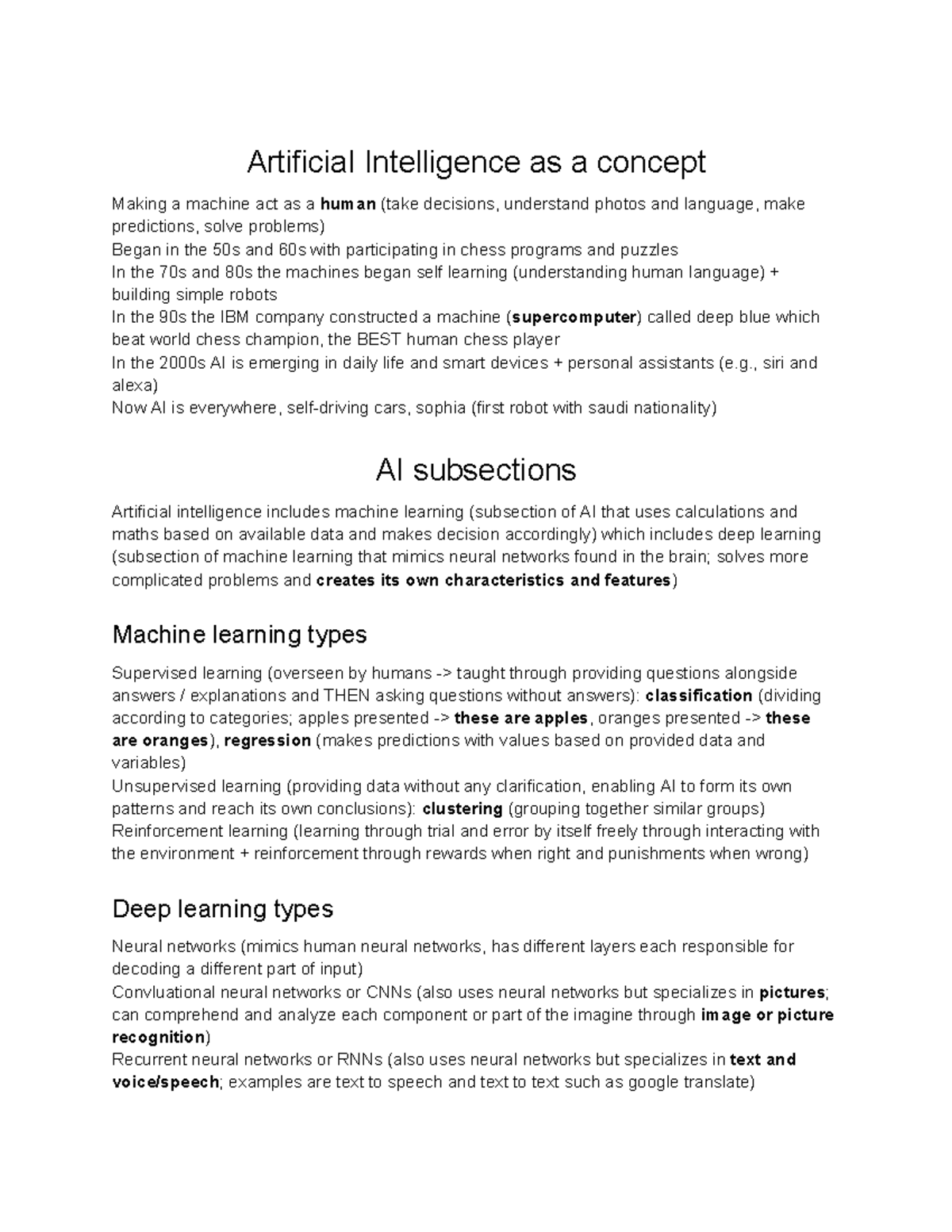 Spark Tech AI course notes - Artificial Intelligence as a concept ...