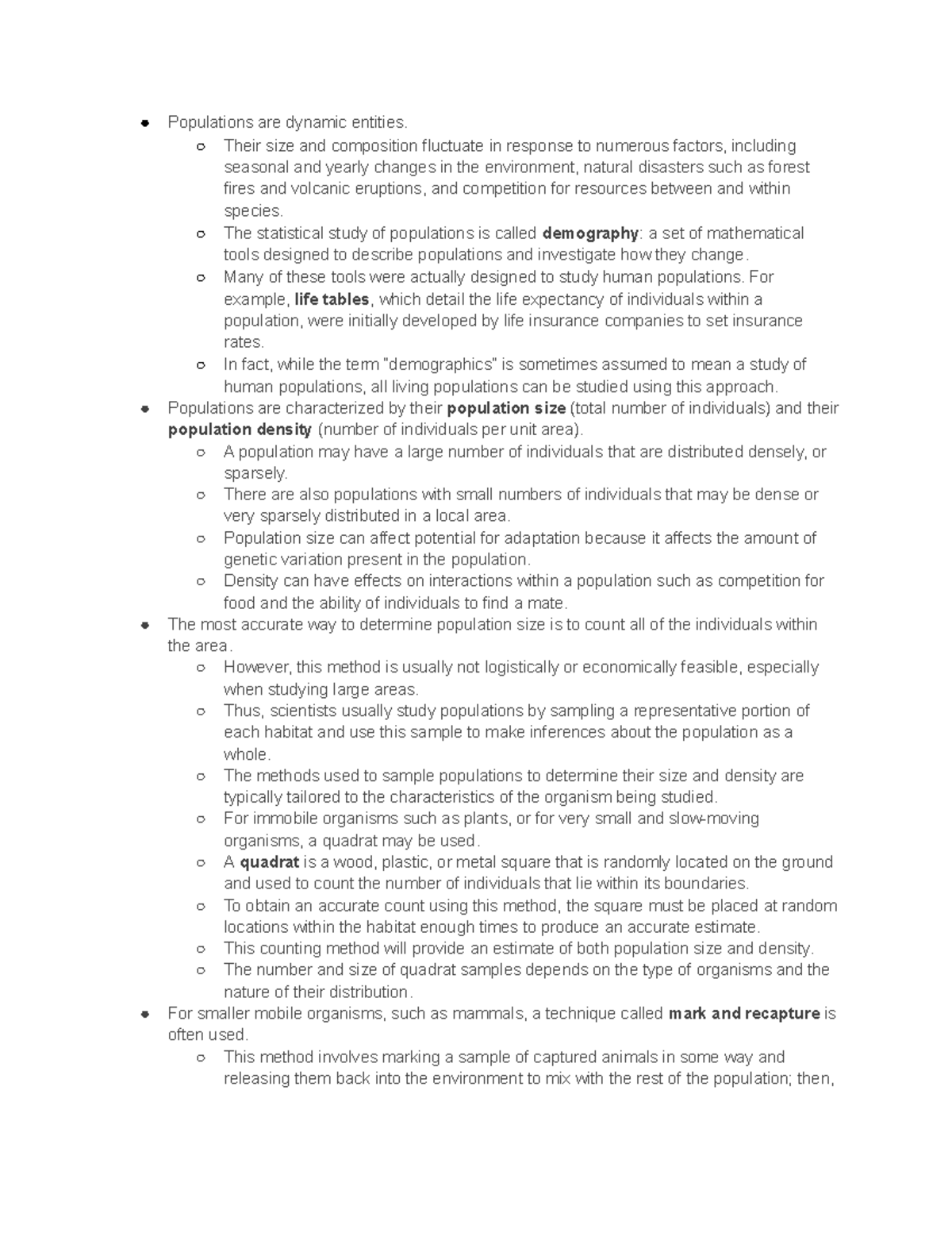 19.1 Population Demographics and Dynamics - Populations are dynamic ...