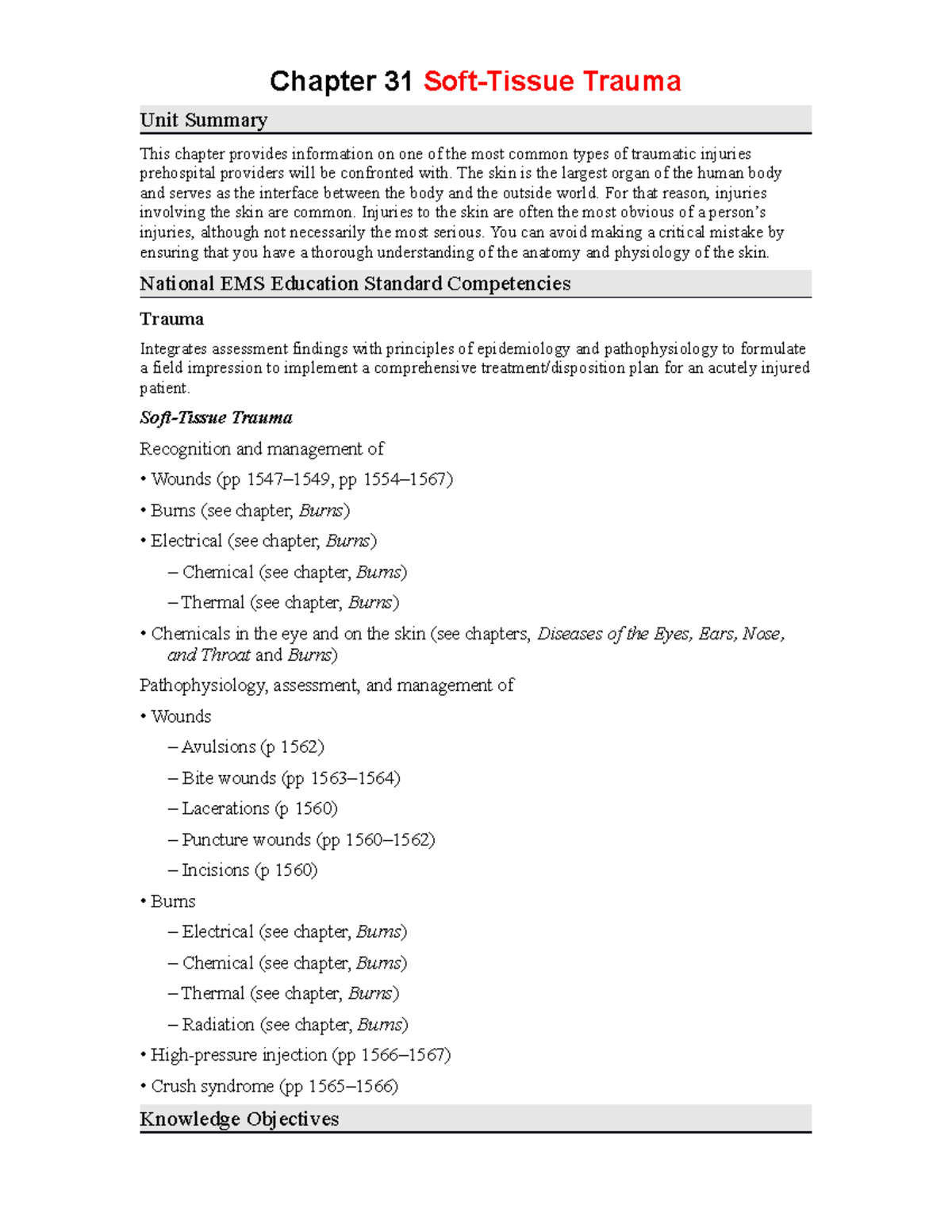 Ch31 Soft-Tissue Trauma - Chapter 31 Soft-Tissue Trauma Unit Summary ...