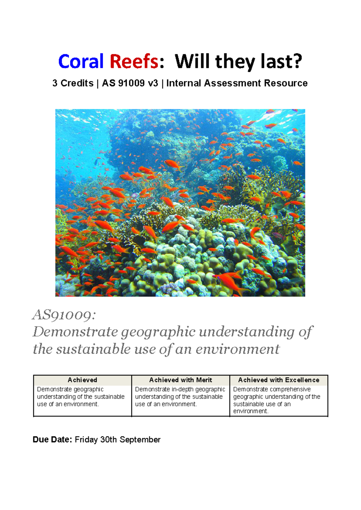 1.3 Coral Reefs Assignment (AS91009) 2022 - Coral Reefs: Will they last ...