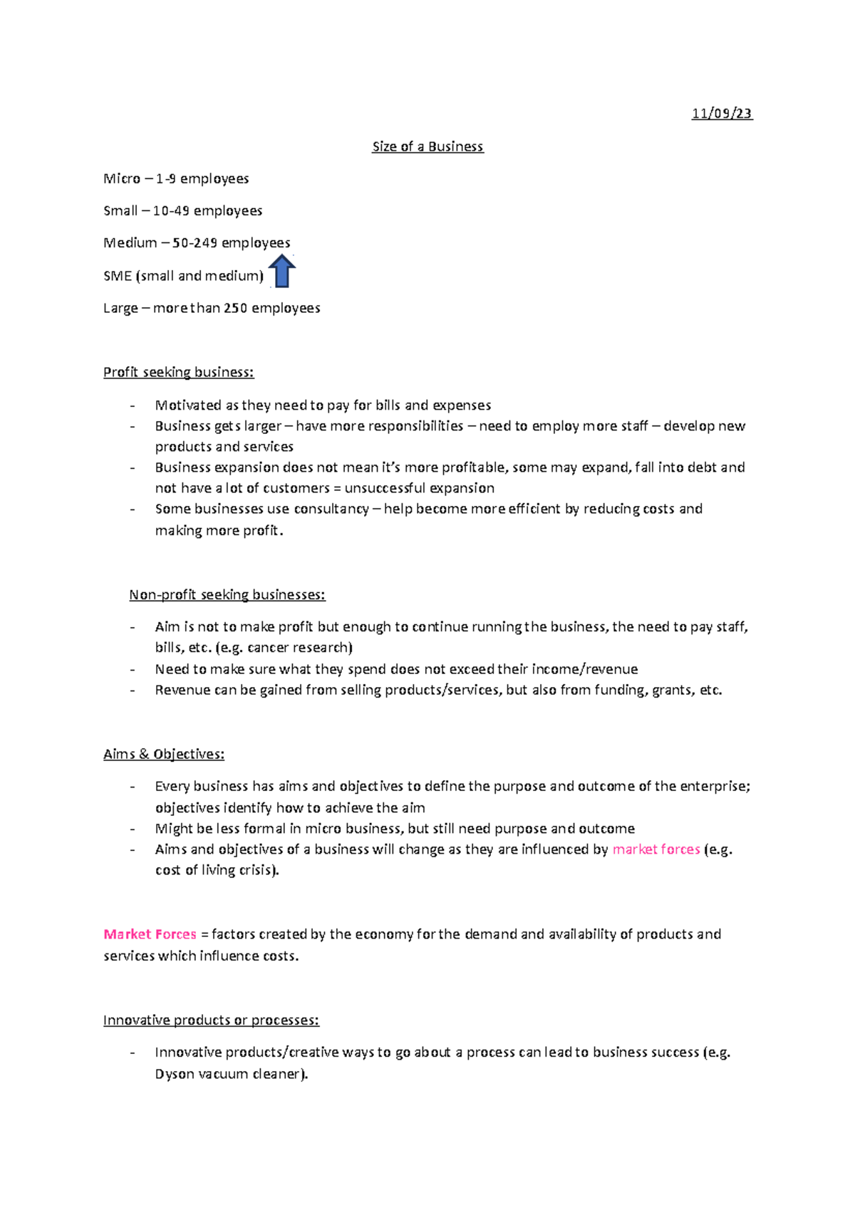 Business - size of businesses - 11/09/ Size of a Business Micro – 1-9 ...
