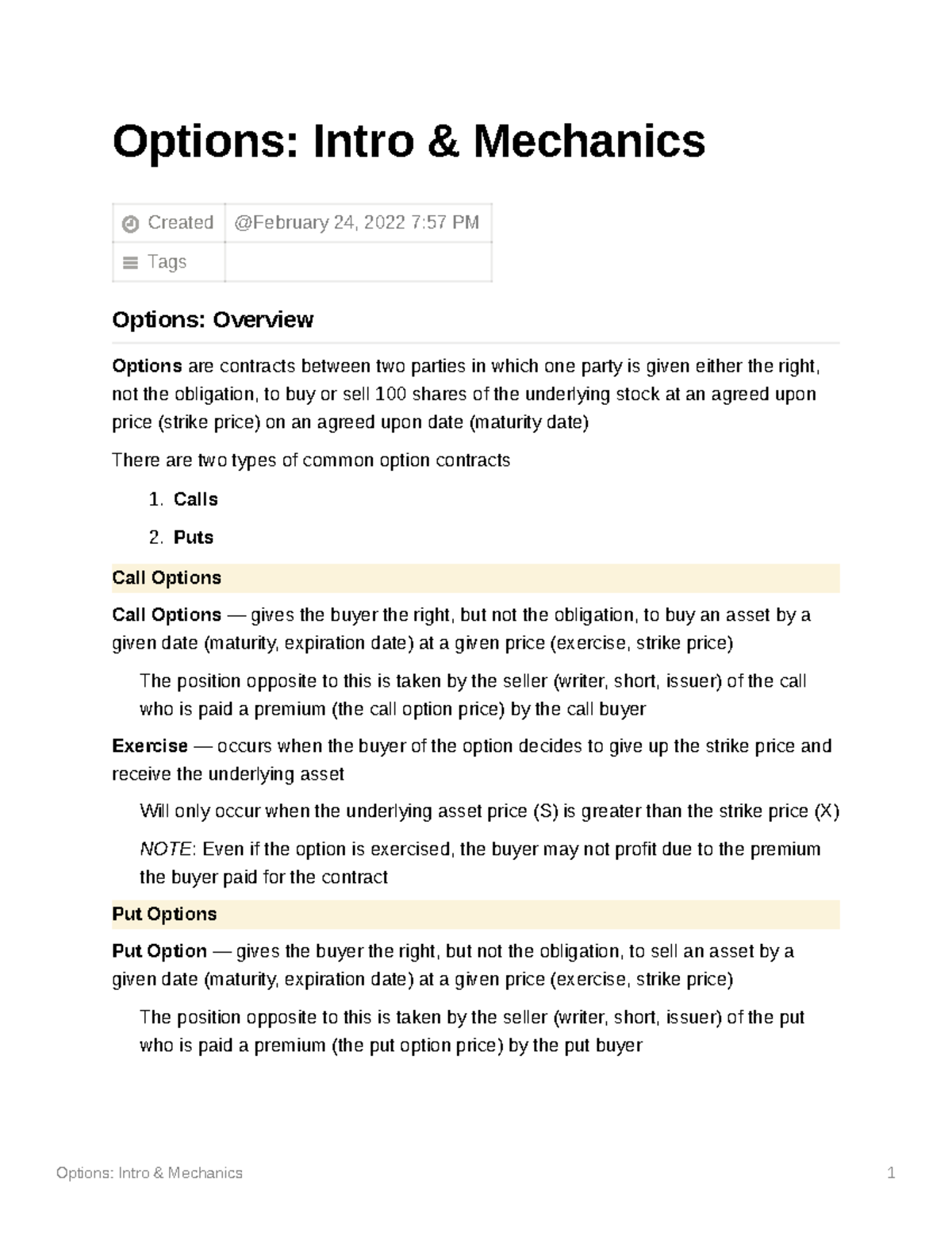 Options Intro Mechanics - Options: Intro & Mechanics Created Tags ...