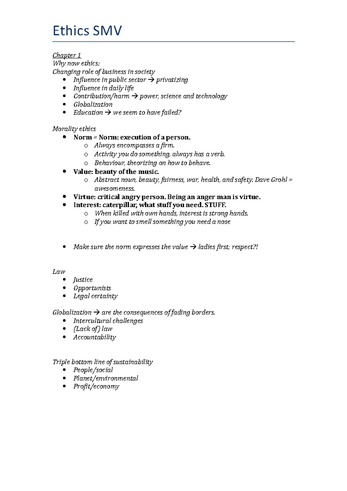 Summary - ethics - Warning: TT: more functions defined than expected Ethics SMV Chapter 1 Why ...