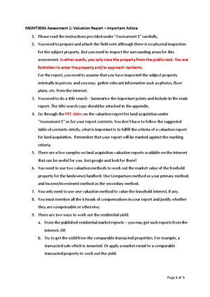 Lecture 1 of 12 - Statutory Valuation PP PDF 2021 - SCHOOL OF BUSINESS ...