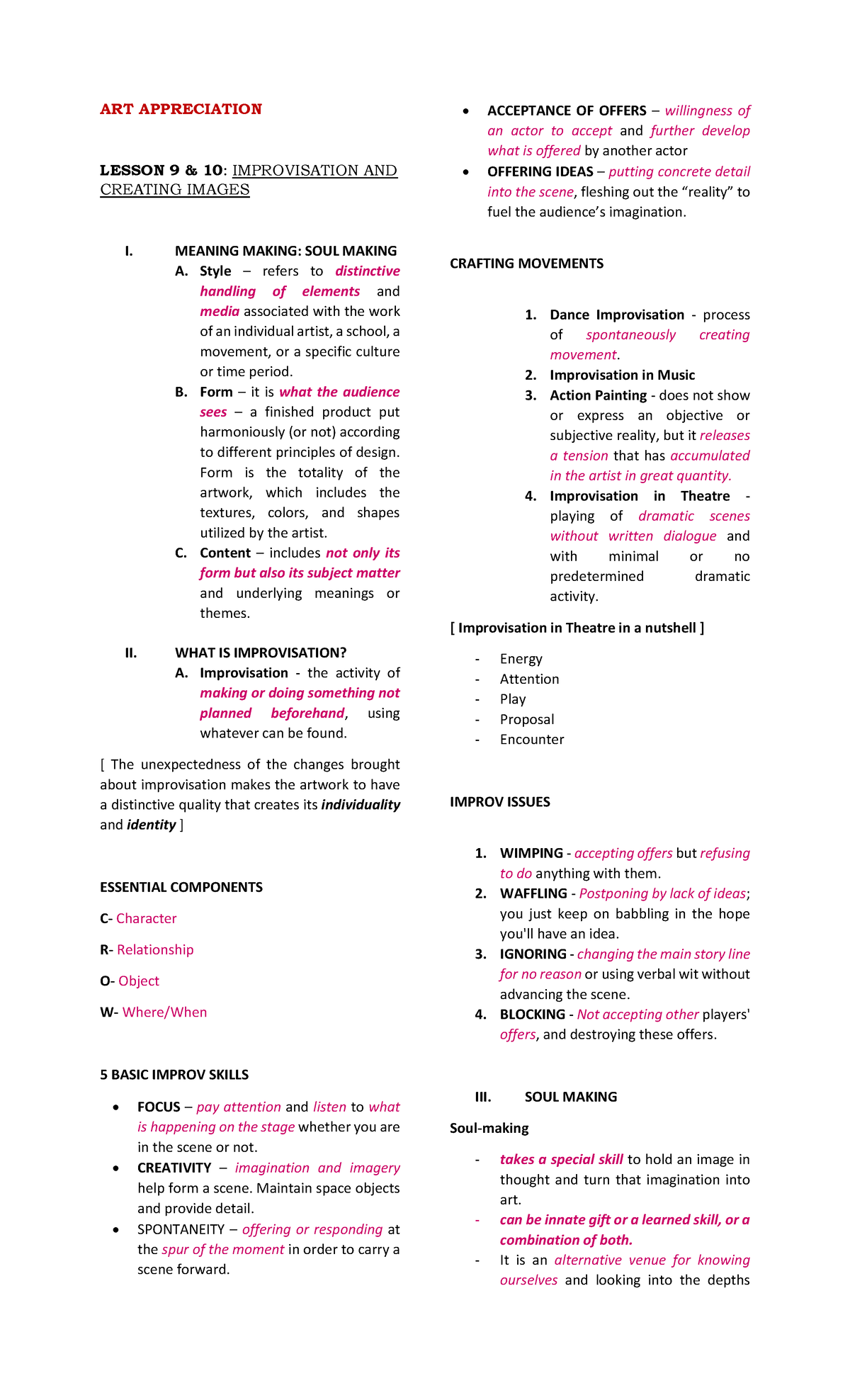ART Appreciation reviewer draft - ART APPRECIATION LESSON 9 & 10 ...