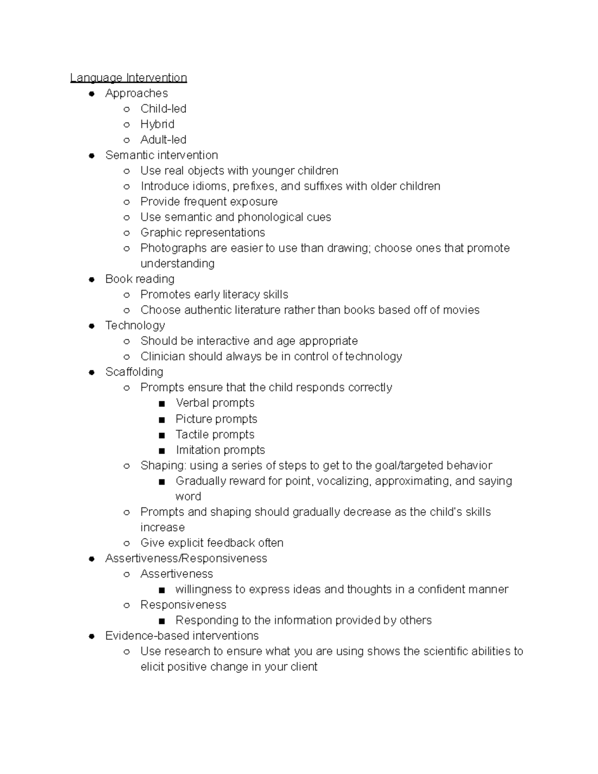 Language Intervention Language Intervention Approaches Child led