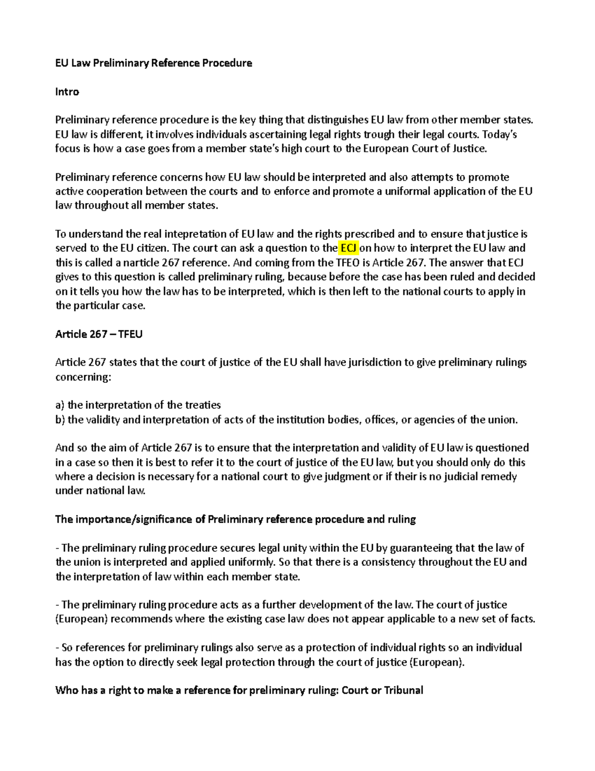 PRP EU Notes - Brief summary to help you understand - preliminary ...