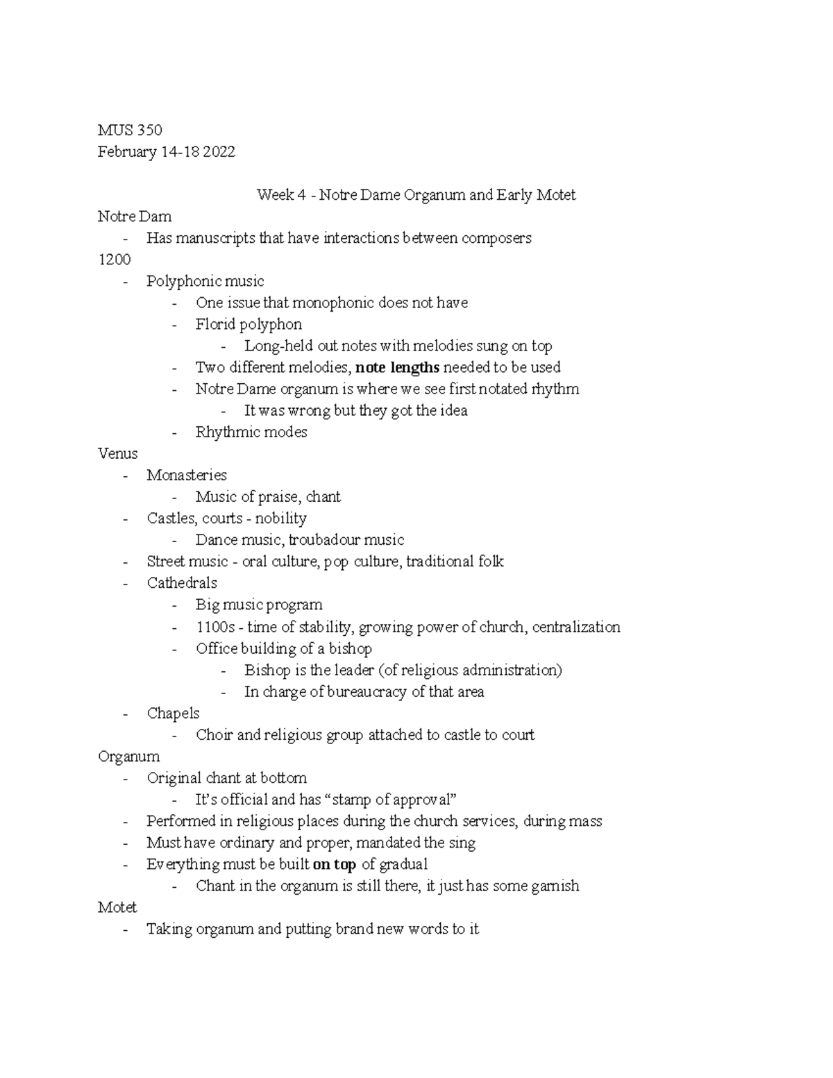Notre Dame Organum and Early Motet - Still uses some of gregorian chant ...