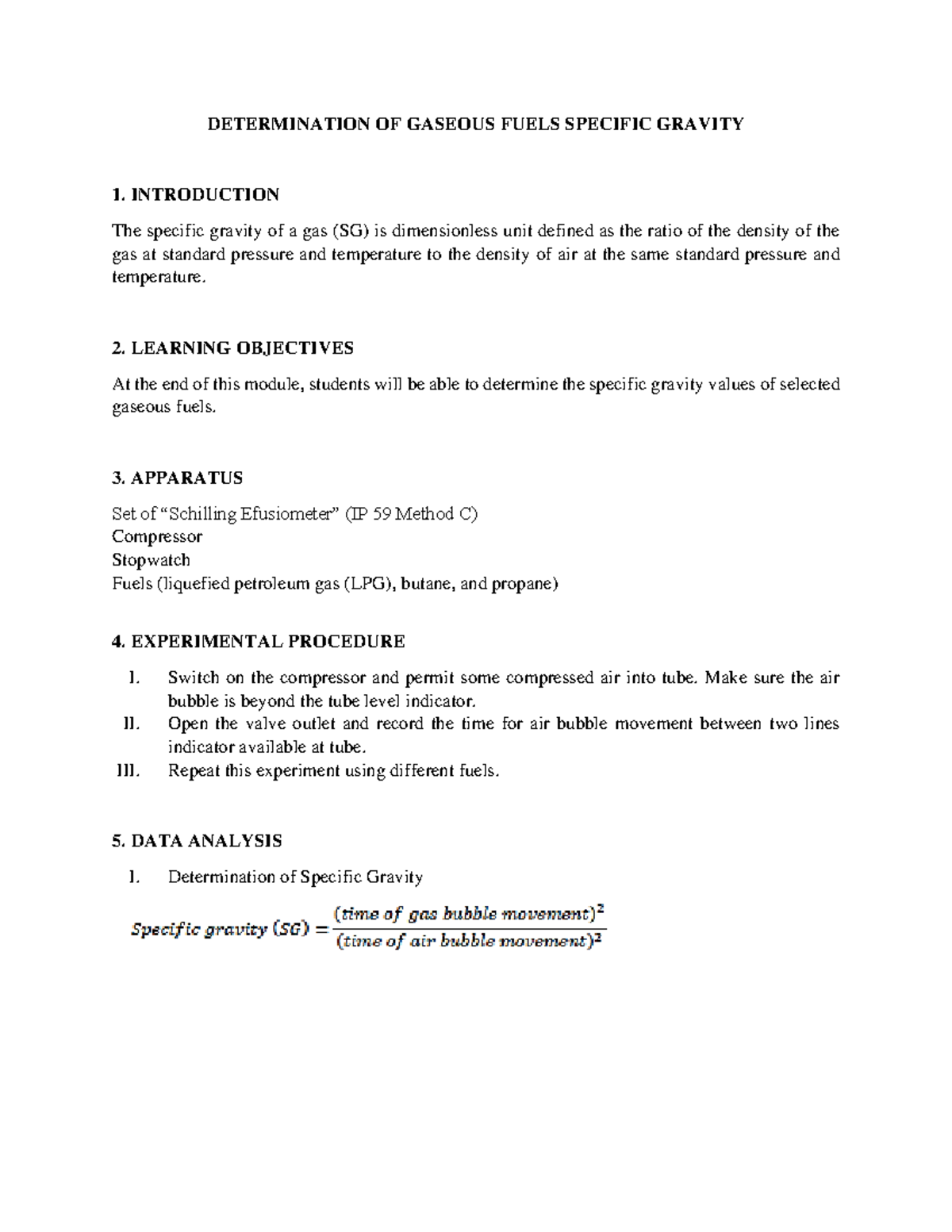 03 Manual Determination OF Gaseous Fuels Specific Gravity ...