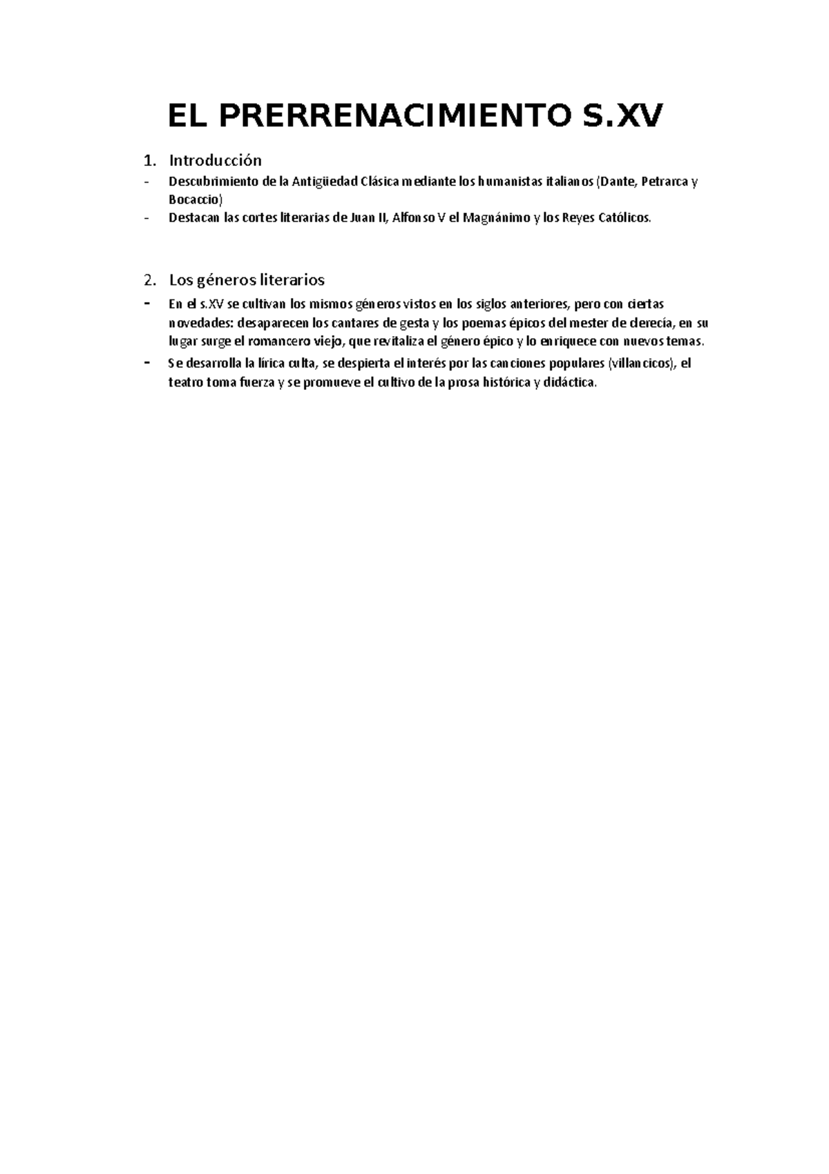 El prerrenacimiento literatura - EL PRERRENACIMIENTO S 1. Introducción - Descubrimiento de la ...